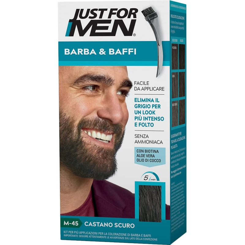 Just for men Gel colorante per barba e baffi - m45 castano scuro