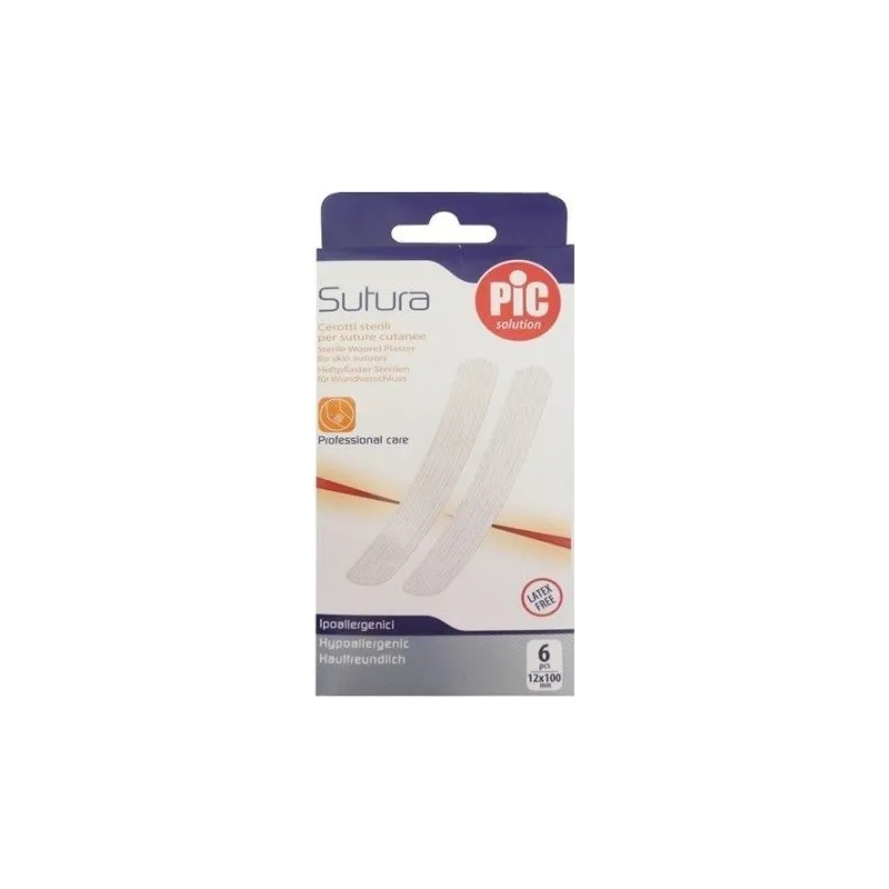 Pic cerotti sterili sutura - 6 cerotti per suture cutanee 12 mm x 100 mm