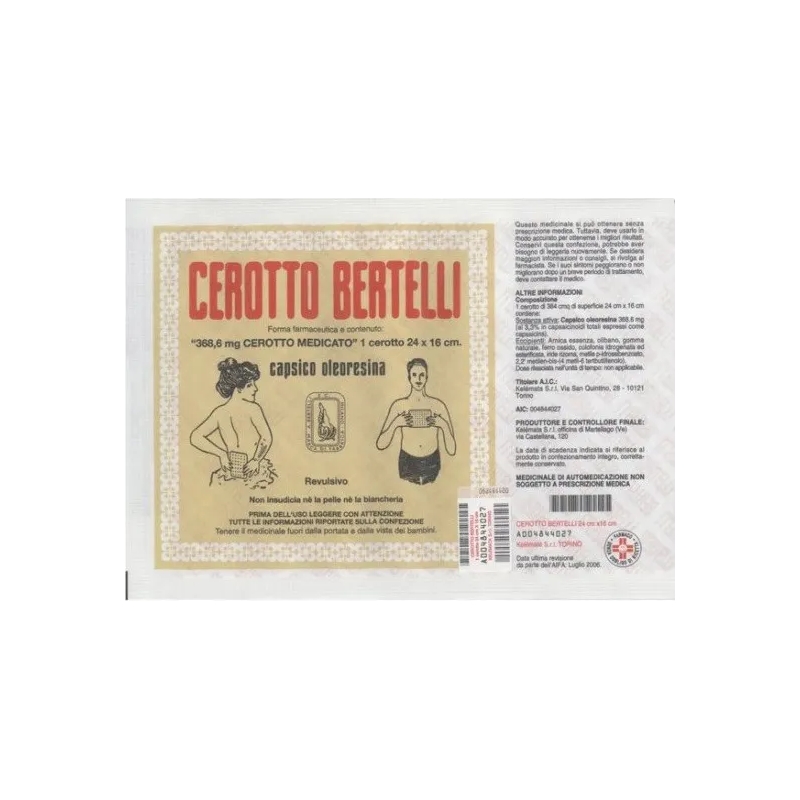 Cerotto bertelli 368,6 mg - cerotto medicato 16x24 cm