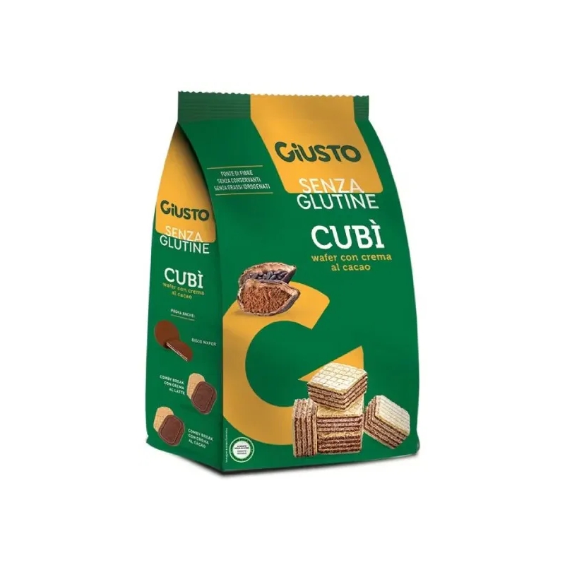 Giusto Senza glutine - cubì wafer con crema al cacao 250 g