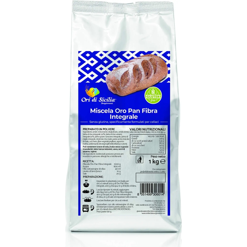 Ori di sicilia Miscela oro pan fibra integrale senza glutine 1 kg