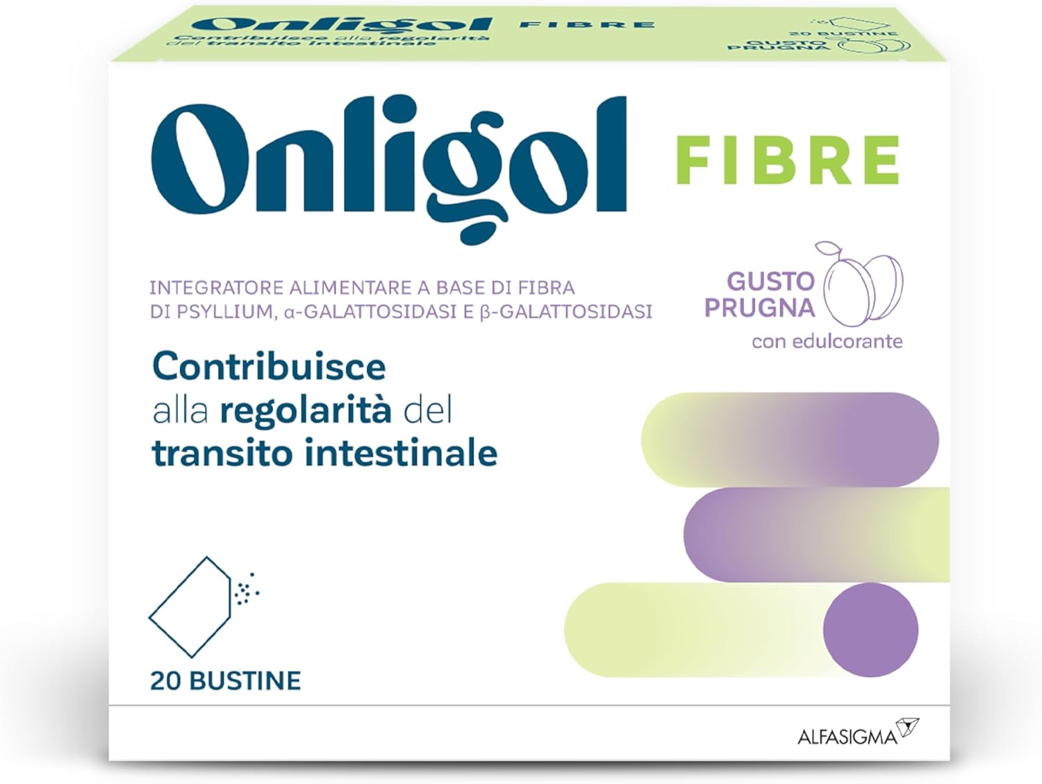 Onligol fibre 20 bustine gusto prugna - integratore per il transito ...