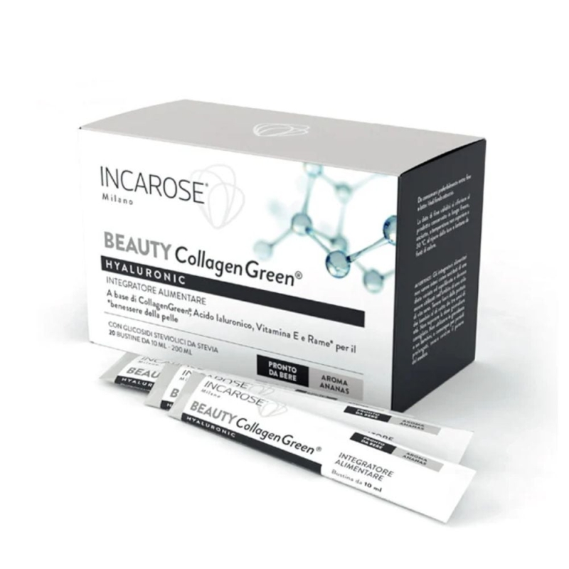 Incarose hyaluronic beauty collagen green 20 stick pack da 10 ml ...